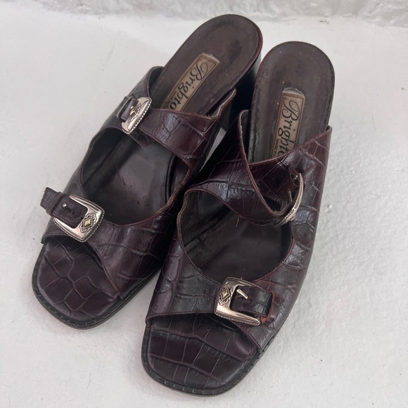 Brighton | Shoes | Vintage Brighton Crocodile Silver Buckle Heeled ...